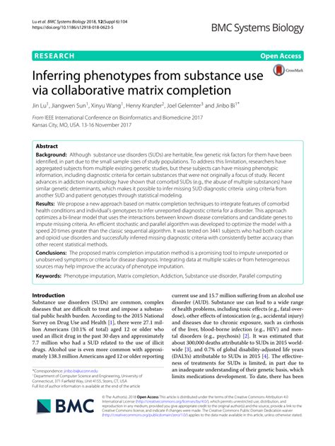 Pdf Inferring Phenotypes From Substance Use Via Collaborative Matrix