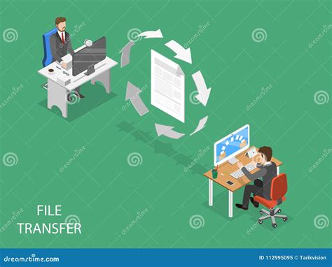 File Transfer Flat Isometric Vector Concept Stock Vector Illustration Of Document Backup