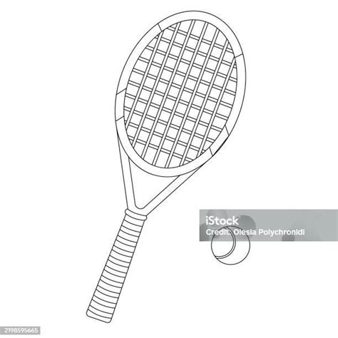 테니스 라켓과 공 통하고 있는 하얀 배경에 어린이의 색칠 공부를 위한 벡터 일러스트 레이 션 Championship에 대한 스톡 벡터 아트 및 기타 이미지 Istock