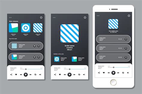 음악 플레이어 앱 인터페이스 무료 벡터