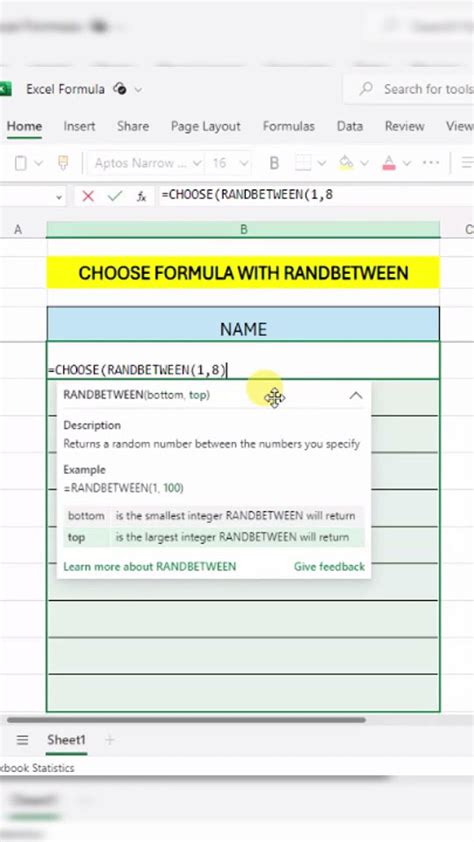 Choose Formula With Randbetween Shorts Shortvideo Excelformula