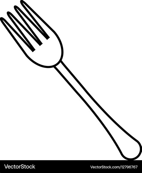 Fork Utensil Kitchen Outline Royalty Free Vector Image