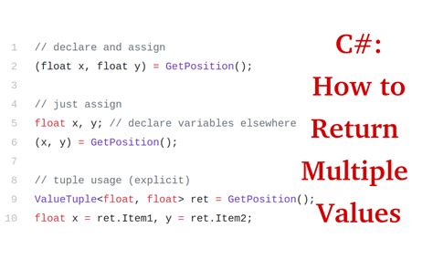 Value Tuples Returning Multiple Values From A Function In C By No