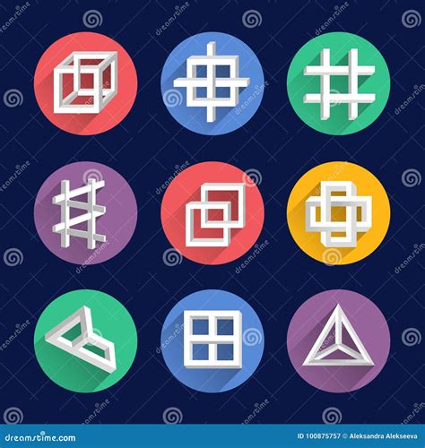 Impossible Shapes Optical Illusion Objects Vector Symbols 100875757