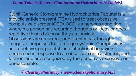 Ppt Clonil Tablets Generic Clomipramine Hydrochloride Tablets Powerpoint Presentation Id