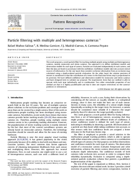 pdf particle filtering with multiple and heterogeneous cameras