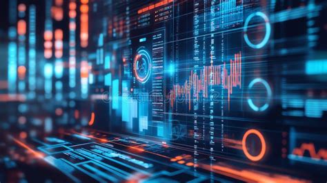 Abstract Digital Data Visualization With Bright Charts And Graphs Stock Illustration
