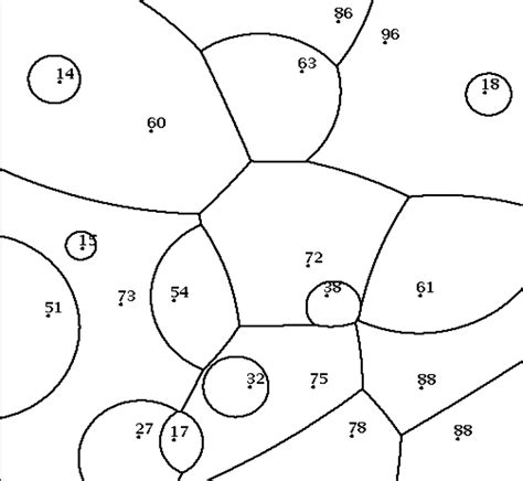 Multiplicative Weighted Voronoi Diagram Mwvd Of 20 Sensors Each
