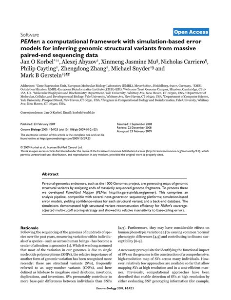 Pdf Pemer A Computational Framework With Simulation Based Error Models For Inferring Genomic