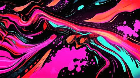 Abstract Vibrant Swirls Of Color With A Dark Background Creating A Dynamic Visual Effect Stock