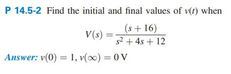 Solved P Find The Initial And Final Values Of V T Chegg