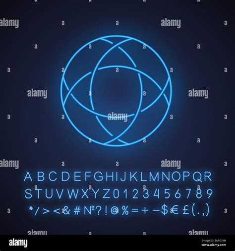 Closed Polygonal Curve Neon Light Icon Geometric Figure Circle