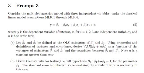 Solved Consider The Multiple Regression Model With Three