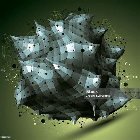 3 D 벡터 추상적임 디자인식 오브젝트입니다 다각형 복잡한 그림 3차원 형태에 대한 스톡 벡터 아트 및 기타 이미지 3차원 형태 검은색 격자 파이 Istock
