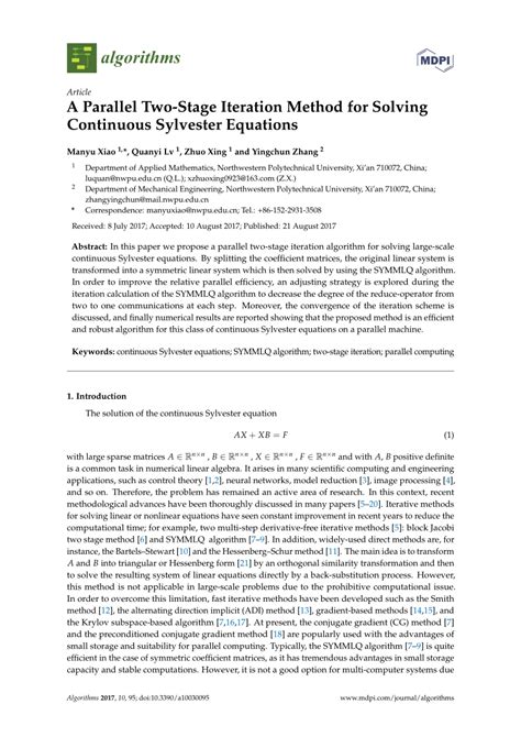 Pdf A Parallel Two Stage Iteration Method For Solving Continuous