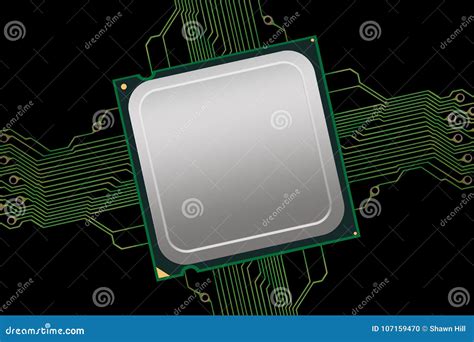 Generic Cpu With Electrical Connections Stock Illustration Illustration Of Computer