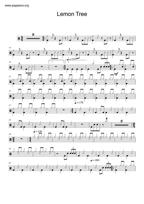 ★ 蘇慧倫 Fools Garden Lemon Tree 鼓譜pdf 香港流行鋼琴協會琴譜下載 ★
