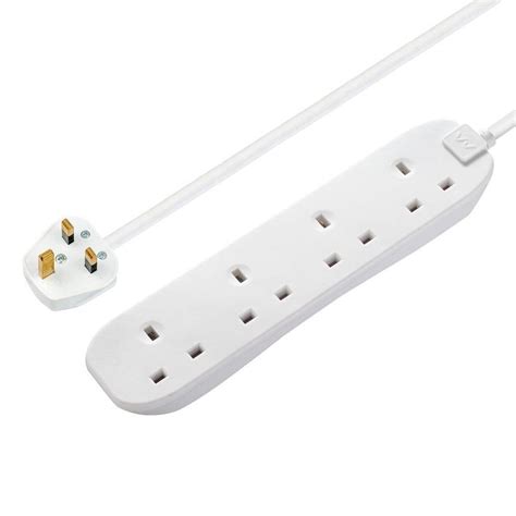 Masterplug 13a 1m 4 Gang Extension Lead White