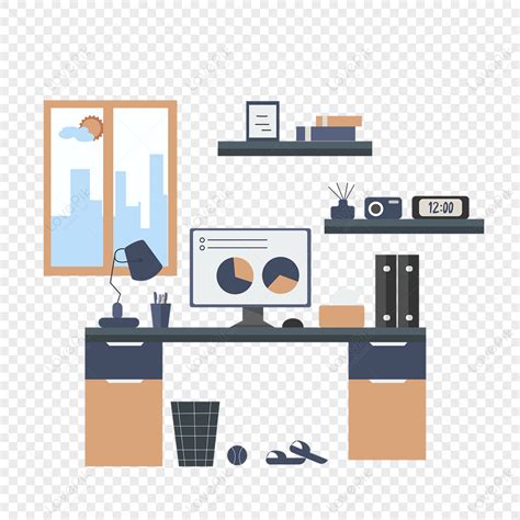 비즈니스 작품 컴퓨터 사무실 우주 일러스트 집 일러스트 책 일러스트개념데스크탑 Png 일러스트 무료 다운로드 Lovepik
