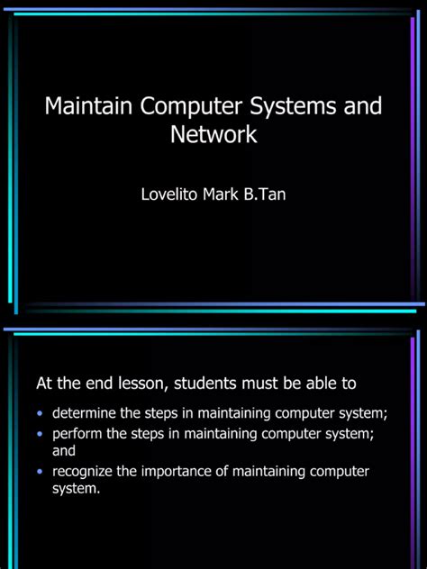 Lesson 11 Maintain Computer Systems And Network Pdf