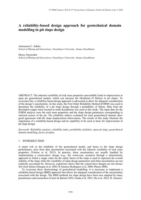 Pdf A Reliability Based Design Approach For Geotechnical Domain