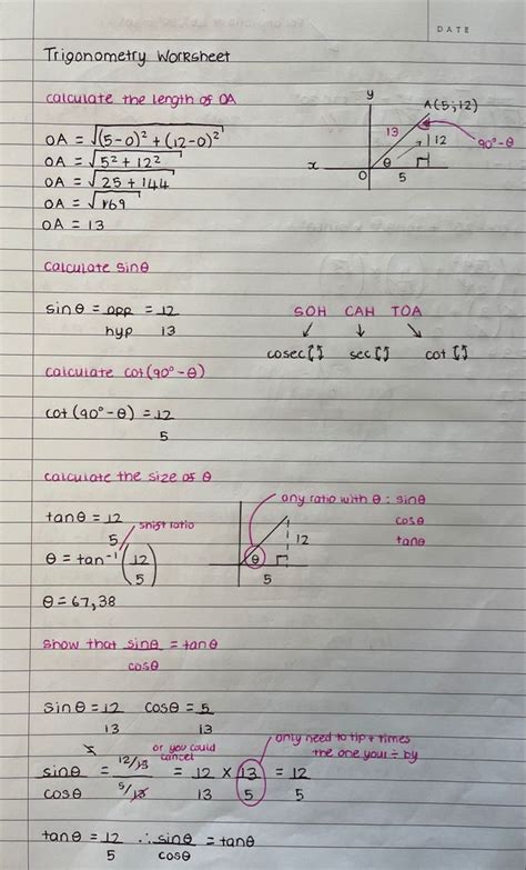 Stylish Math Notes For School Organization