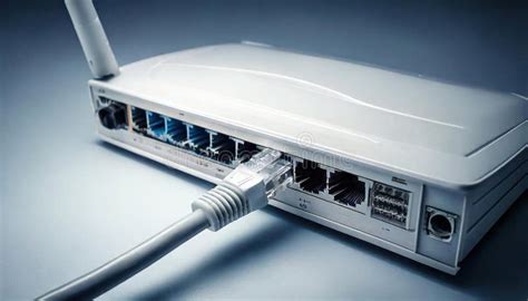An Ethernet Cable With A Wireless Router Connects To The Internet Service Provider Network