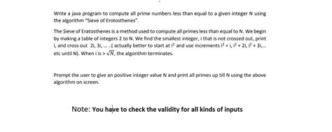 Solved Write A Java Program To Compute All Prime Numbers