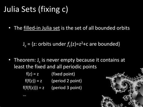 iterative dynamic systems through the mandelbrot and julia sets ppt