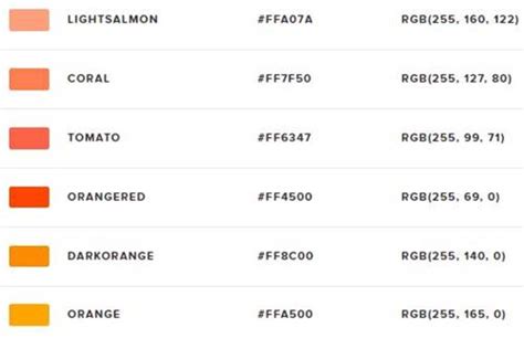 140 Kode Warna Html Dan Css Lengkap Kode Hex Dan Rgb