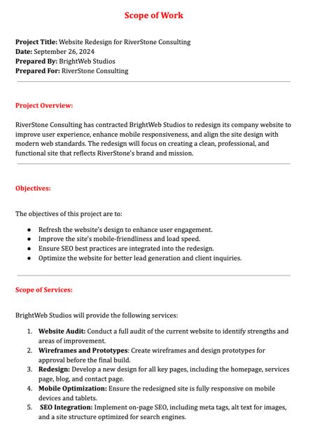 Writing A Scope Of Work Steps Templates And Real World Examples