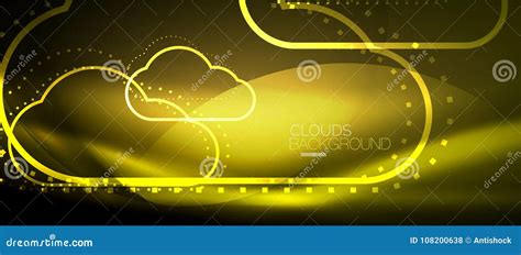Vector Cloud Computing Storage Concept Stock Vector Illustration Of Fluorescent Glow 108200638