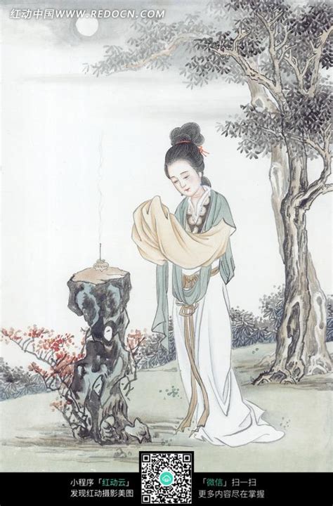 中国水墨古代美人焚香图图片免费下载 红动中国
