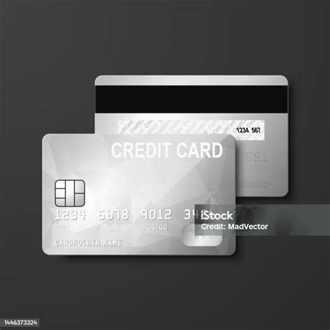 벡터 3d 현실적인 실버 빈 신용 카드 격리 모형 브랜딩을 위한 플라스틱 신용 카드 또는 직불 카드의 디자인 템플릿입니다 신용 카드 지불 개념입니다 전면 및 후면 3차원