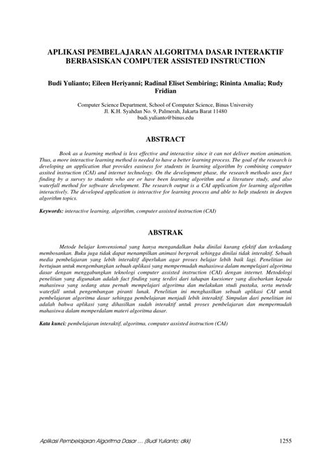Pdf Aplikasi Pembelajaran Algoritma Dasar Interaktif Berbasiskan