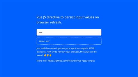 Vue Js Directive To Persist Input Values On Browser Refresh