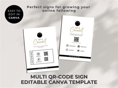 QR Code Social Media Sign Template Scan To Connect Sign DIY Editable QR Code Sign Template