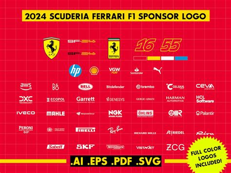 2024 Scuderia Ferrari F1 Sponsor Logo Instant Digital Download Editable Vector Files Ai Eps