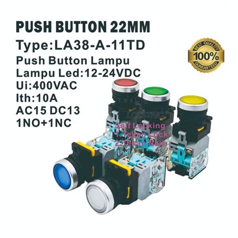 Jual Push Button Lampu LED 12 24VDC SELF LOCKING 22MM Shopee Indonesia
