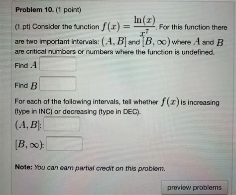 solved problem 10 1 point 1 pt consider the function