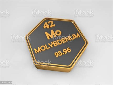 Molibdeno Mo Elemento Químico Tabla Periódica Forma Hexagonal 3d Render Foto De Stock Y Más