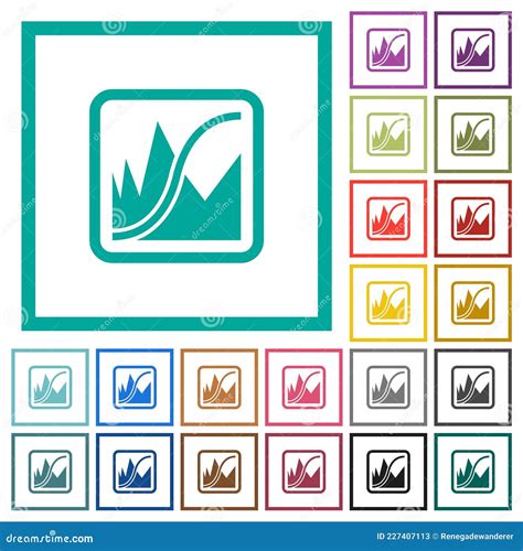 adjust image curves flat color icons with quadrant frames stock vector