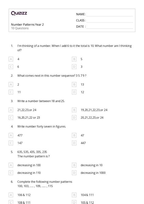 50 Number Patterns Worksheets For 2nd Grade On Quizizz Free And Printable