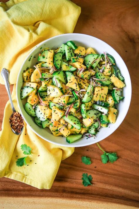 Spicy Cucumber And Pineapple Salad My Sweet Mess Pineapple Salad Vegetarian Recipes