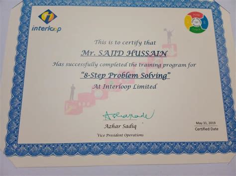 Rana Sajid Hussain On Linkedin Receiving The Toyota 8 Step Problem Solving Certificate From Mr