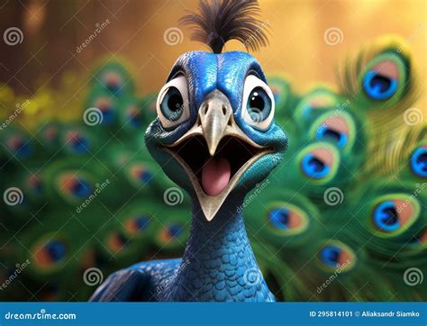 A Cartoon Peacock With Its Mouth Open Stock Illustration Illustration
