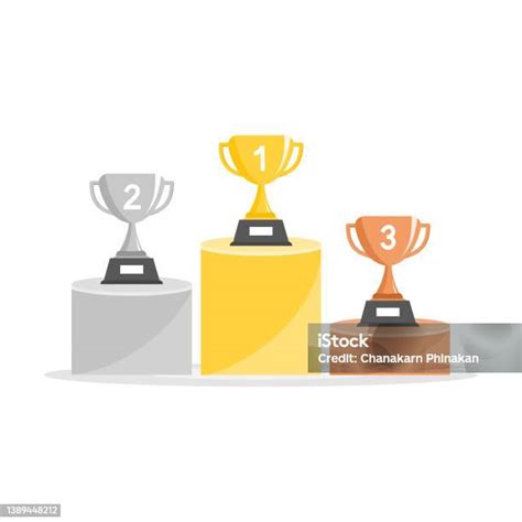 트로피 아이콘이 있는 우승자 포디움은 흰색 배경을 분리합니다 메달 수상대에 대한 스톡 벡터 아트 및 기타 이미지 메달 수상대