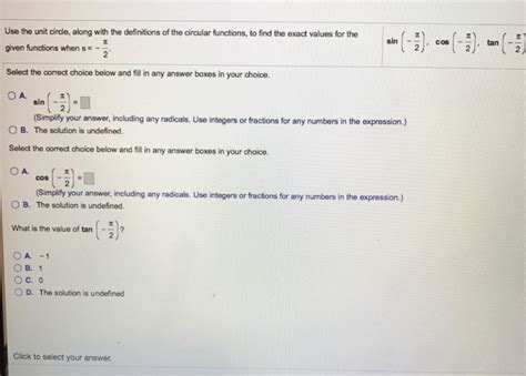 Solved Use The Unit Circle Along With The Definitions Of Chegg