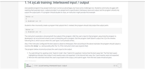 Solved Zylab Training Interleaved Input Output Chegg