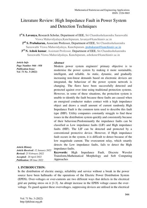 Pdf Literature Review High Impedance Fault In Power System And